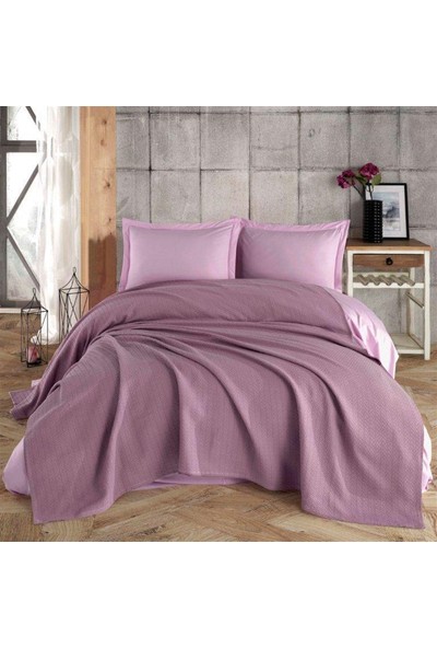 Kristal Çift Kişilik Pamuk Pike Takımı Mürdüm Kristal Çift Kişilik Pamuk Pike Takımı Mürdüm