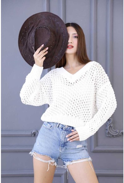 Modaline V Yaka Nohut Ajurlu Triko Kazak Modaline V Yaka Nohut Ajurlu Triko Kazak