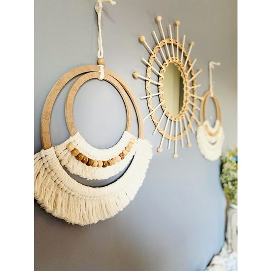 Kattuna Wall Art Bohem Makrome Duvar Dekorasyon Ürünü 3?lü Fiyatı