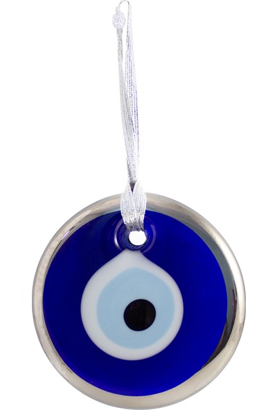 Ebsem Gümüş Yaldız Kaplamalı Cam Nazar Boncuğu Duvar Süsü Hediyelik