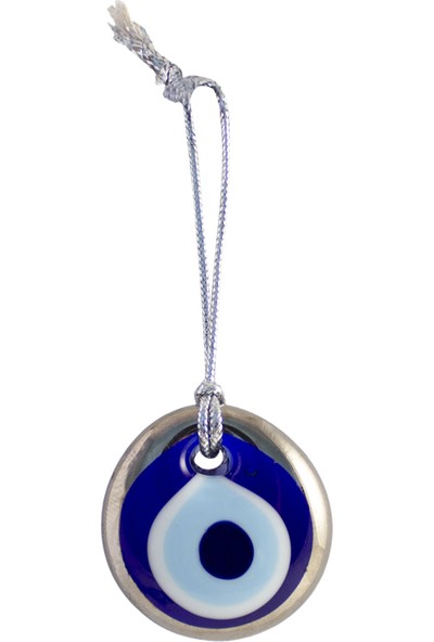 Ebsem Gümüş Yaldız Kaplamalı Cam Nazar Boncuğu Duvar Süsü Hediyelik