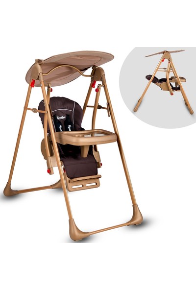 Rose Mose RM-890 Gold Mama Tablalı Salıncak Bebek Salıncağı Kahve Rose Mose RM-890 Gold Mama Tablalı Salıncak Bebek Salıncağı Kahve