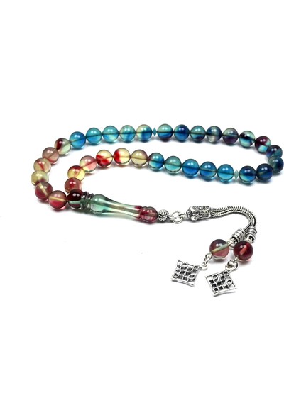 Burhan Sağlam Atşkhrb Gümüş Püskül Küre Kesim Ateş Kehribarı Tesbih