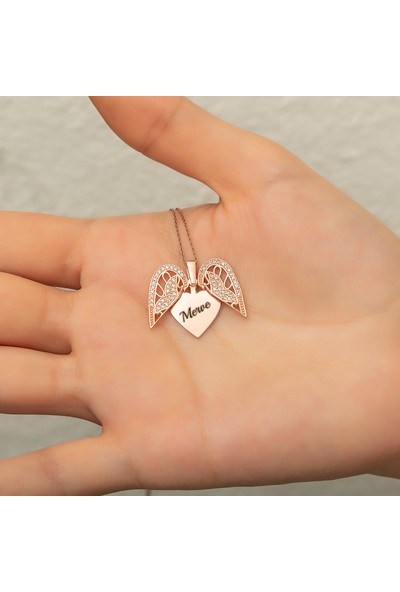 Papatya Silver Kişiye Özel Açılır Kapanır Kelebek Kalp Kolye