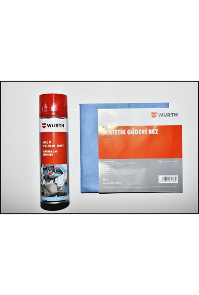 Würth Araç İçi Köpük Temizleme 500 ml + Würth 38*60 Sentetik Güderi Bez 2'li Set