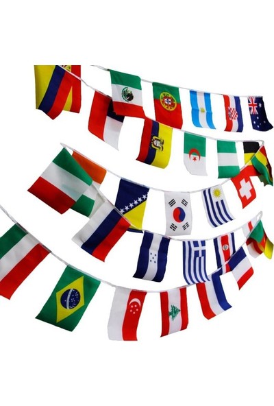 Bayrakal Dizili Yabancı Ülke Bayrağı- Kumaş 100 Adet Bayrakal Dizili Yabancı Ülke Bayrağı- Kumaş 100 Adet