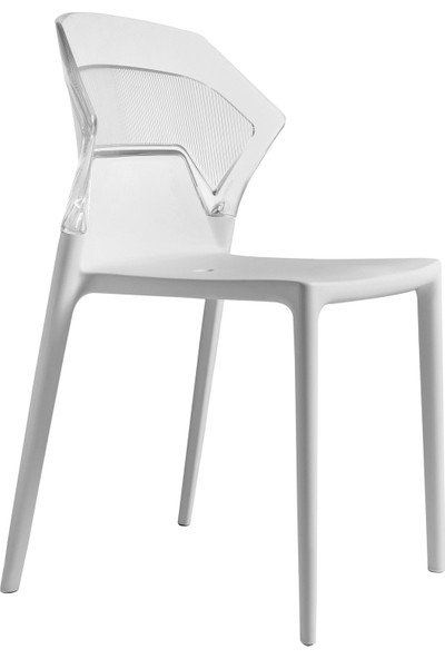 Papatya Ego Sandalye Transparan Sırt Beyaz Oturak