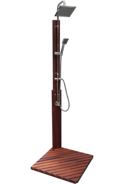 Nurkan Square Deluxe Havuz Sahil Ahşap Duş Sistemi Çift Başlıklı Nurkan Square Deluxe Havuz Sahil Ahşap Duş Sistemi Çift Başlıklı