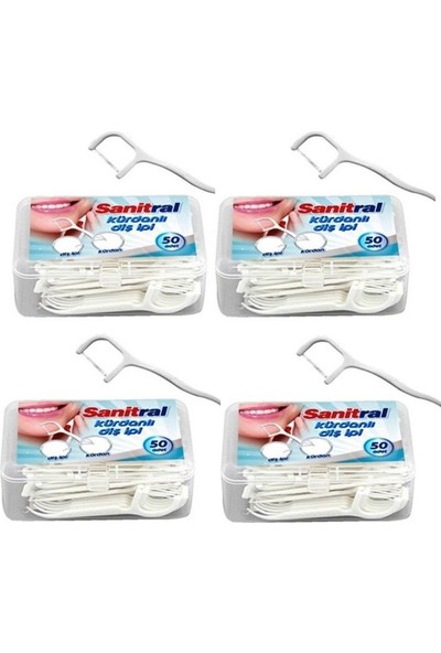Sanitral Kürdanlı Diş İpi 50 Adet - 3 Paket Sanitral Kürdanlı Diş İpi 50 Adet - 3 Paket