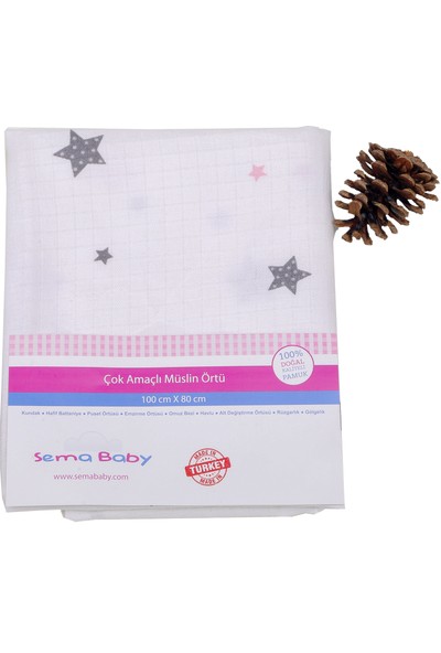 Sema Baby Çok Amaçlı Müslin Örtü 100 x 80 cm Pembe Yıldız Sema Baby Çok Amaçlı Müslin Örtü 100 x 80 cm Pembe Yıldız