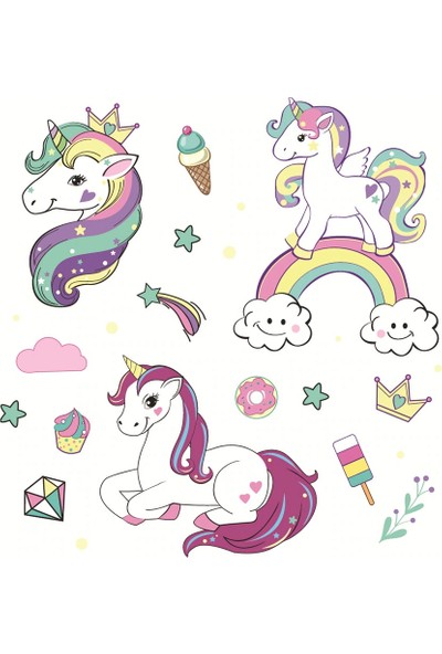 Htc Uni̇corn Kiz Bebek Duvar Sti̇cker Çikartmasi