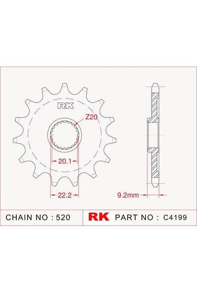 Kawasaki KX 250 F RK Çelik Ön Dişli C4199-13 (2006-2019)