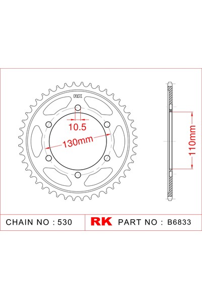 Yamaha YZF-R1 RK Çelik Arka Dişli B6833-47 (2009-2014) Yamaha YZF-R1 RK Çelik Arka Dişli B6833-47 (2009-2014)
