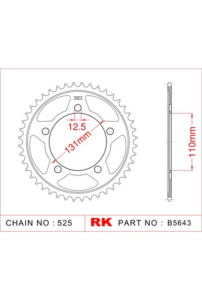 Bmw S 1000 RR RK Çelik Arka Dişli B5643-45 (2012-2018)