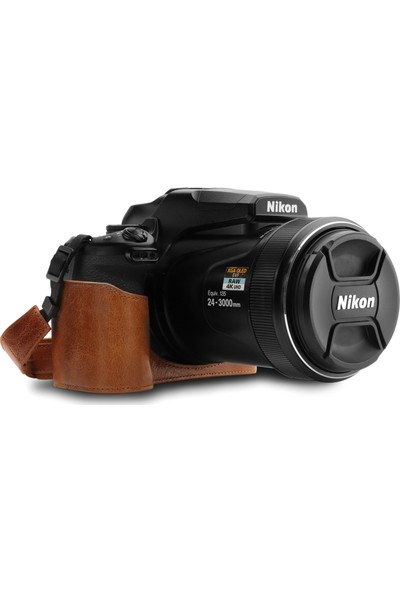 Megagear Nikon Coolpix P1000 Deri Kamera Kılıfı Megagear Nikon Coolpix P1000 Deri Kamera Kılıfı