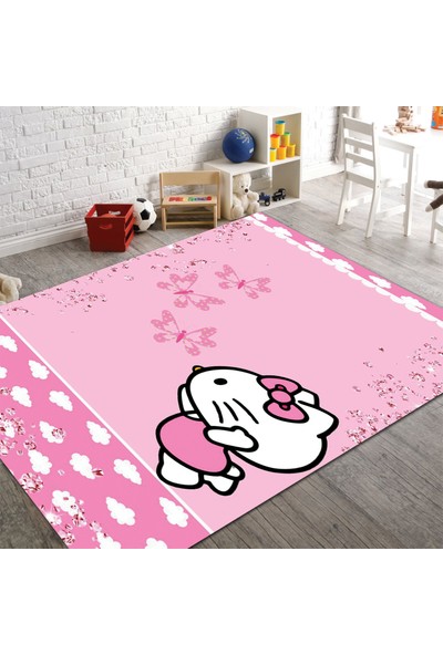 Veronya Hello Kity1 Desenli Kaymaz Taban Çocuk Odası Halısı 80x140 Veronya Hello Kity1 Desenli Kaymaz Taban Çocuk Odası Halısı 80x140