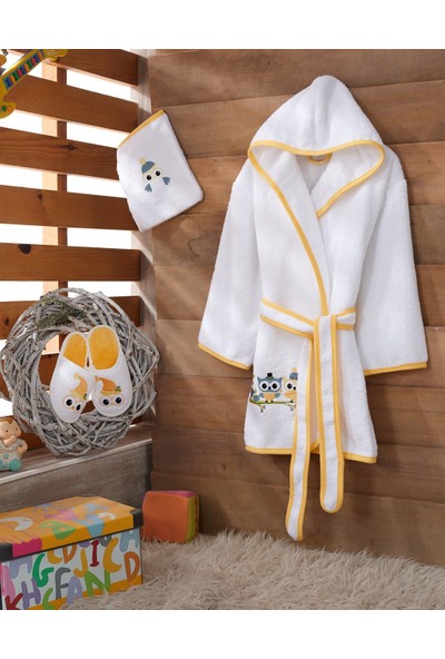 Z&R HOME Bambu 5-6 Yaş Çocuk Bornoz Seti - Tiny Owils Z&R HOME Bambu 5-6 Yaş Çocuk Bornoz Seti - Tiny Owils