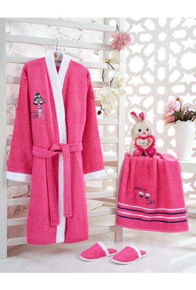 Z&R HOME Bambu 9-10 Yaş Çocuk Bornoz - Pretty Girl