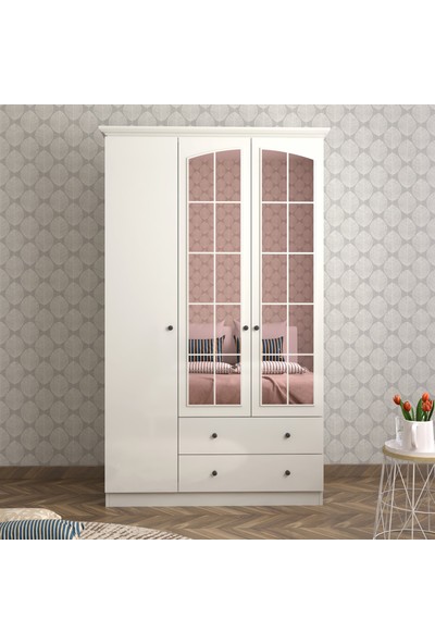 Zenio Rose 3 Kapak 2 Çekmece Gardırop