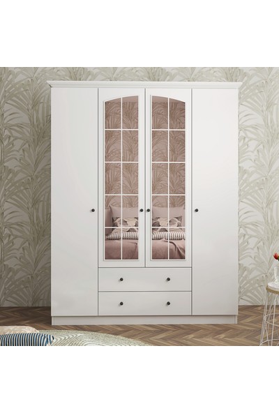 Zenio Rose 4 Kapak 2 Çekmece Gardırop