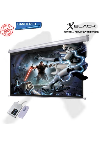 Xblack 240 x 200 cm Cam Tozlu Kumaş Motorlu Uzaktan Kumandalı Projeksiyon Perdesi XGE-240 (Arkası Siyah Fonlu) Xblack 240 x 200 cm Cam Tozlu Kumaş Motorlu Uzaktan Kumandalı Projeksiyon Perdesi XGE-240 (Arkası Siyah Fonlu)