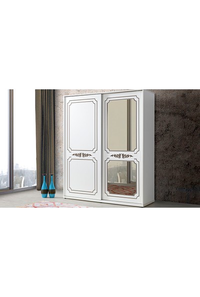 Cadde Yıldız Verda Sürgülü Gardrop - Beyaz Cadde Yıldız Verda Sürgülü Gardrop - Beyaz