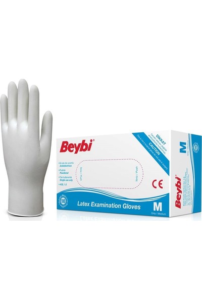 Beybi Lateks Pudralı Eldiven M 100'lü Beybi Lateks Pudralı Eldiven M 100'lü