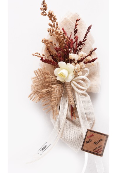 Lora Kuru Çiçekli Turuncu Nikah Şekeri Model 57 50 Adet