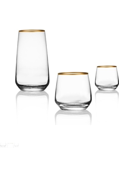 Lav 18 Parça Gold Su Bardağı Seti