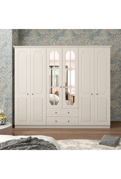 Zenio Aspendos 6 Kapak 2 Çekmece Gardırop Zenio Aspendos 6 Kapak 2 Çekmece Gardırop