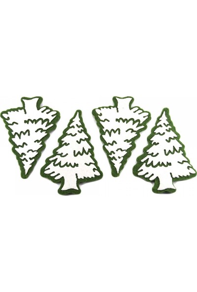 Keçeden 8 cm. Karlı Çam Ağacı Keçe Figürü 10 Adet