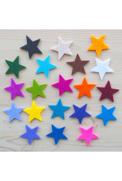 Keçeden 4,5 cm. Renkli Yıldız Figürleri 50 Adet