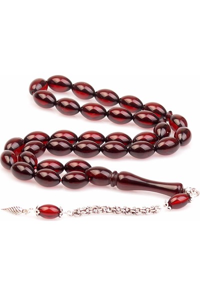 Taş Sandığı Sıkma Ateş Kehribarı Gümüş Tesbih ( 7*11 Mm ) Taş Sandığı Sıkma Ateş Kehribarı Gümüş Tesbih ( 7*11 Mm )