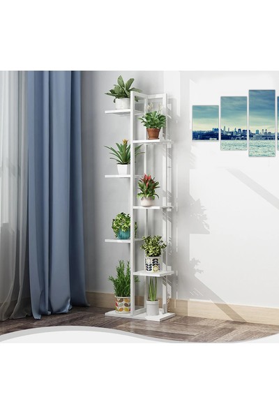 Boss Group Çiçeklik 7 Bölmeli Raf Metal Çerçeveli