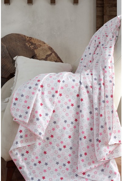 Lady Moda Organik Pamuklu Tv Battaniyesi Red Star 130x170 cm