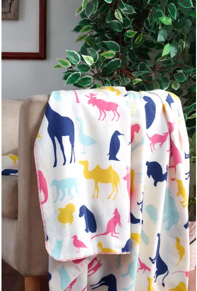 Lady Moda Organik Pamuklu Tv Battaniyesi Animals 130x170 cm Lady Moda Organik Pamuklu Tv Battaniyesi Animals 130x170 cm