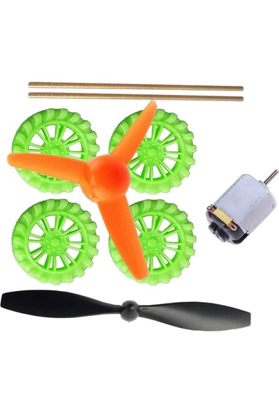 Ece 3V Motor 2 Adet - Tekerlek 8 Adet - Tek Kanat Pervane 2 Adet - Üç Kanat Pervane 2 Adet Set