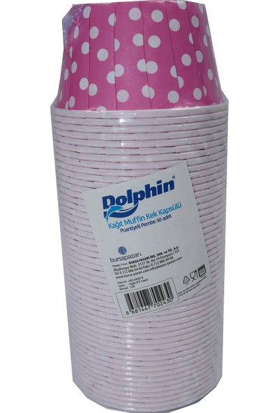 Dolphin Kağıt Muffin Kek Kapsülü Pembe Puantiyeli 50' li