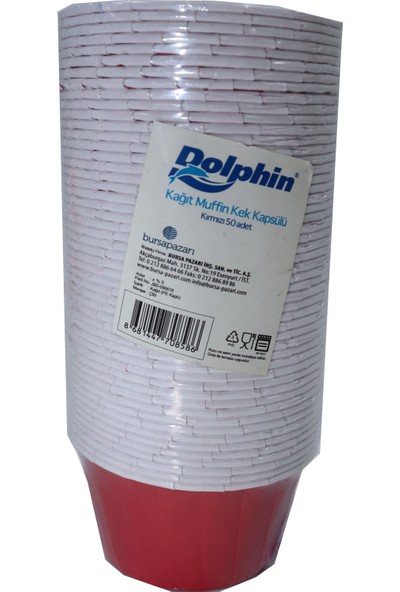 Dolphin Kağıt Muffin Kek Kapsülü Kırmızı 50' li