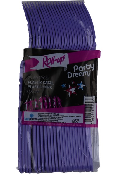 Roll Up 25'li Plastik Çatal Çeşitli Lila Roll Up 25'li Plastik Çatal Çeşitli Lila