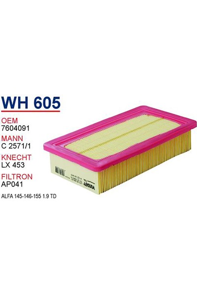 Wunder Fiat Tempra-Tipo Karb., Alfa 145-146-155 1.9 Td Hava Fi̇ltresi̇ Wunder Fiat Tempra-Tipo Karb., Alfa 145-146-155 1.9 Td Hava Fi̇ltresi̇