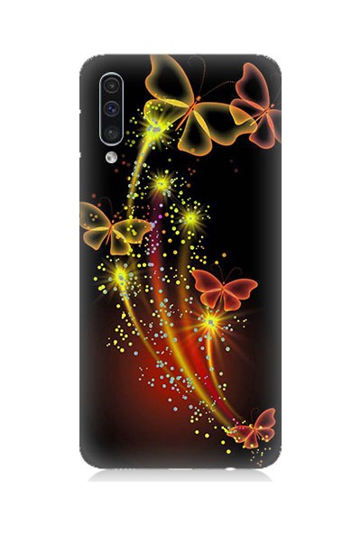 Teknomeg Samsung Galaxy A50 Soyut Kelebek Desenli Tasarım Silikon Kılıf