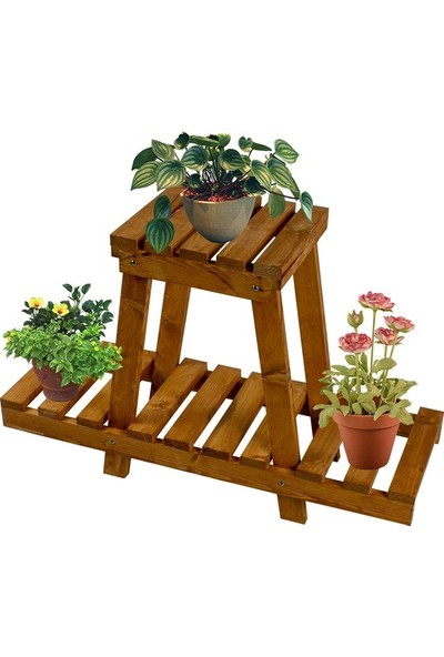 Kb Dekor Ahşap Kaliteli Saksı Standı Çiçeklik Rafı