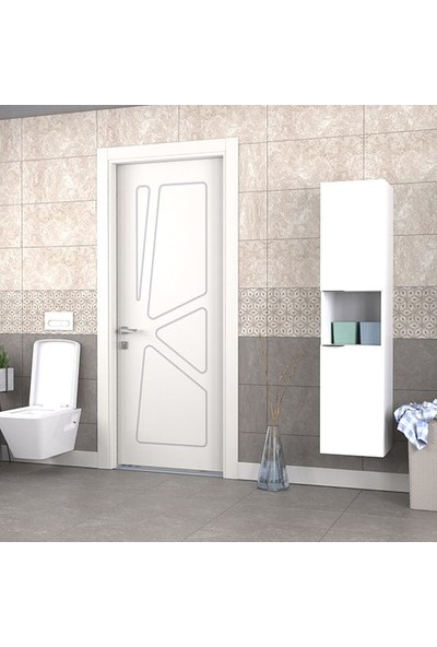 Biani Fix Arya ve Loft Uyumlu Banyo Boy Dolabı Renk Mat Beyaz