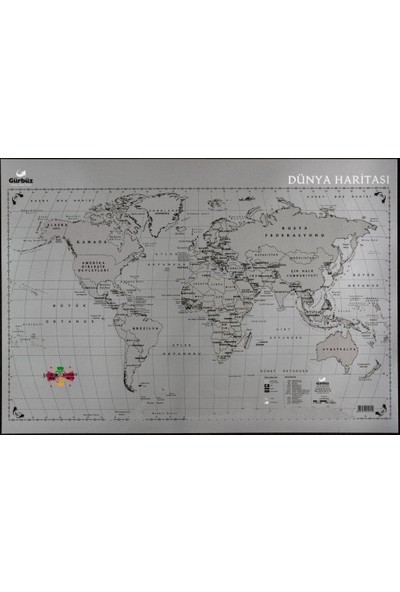 Gürbüz Yayınları Kazınabilir Dünya Haritası 35*50 Gürbüz Yayınları Kazınabilir Dünya Haritası 35*50