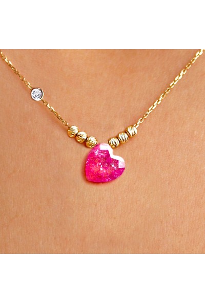 Demasgold Pirlanta 14 Ayar Altin Dori̇Ka Pembe Kalp Taşli Kolye 1 Demasgold Pirlanta 14 Ayar Altin Dori̇Ka Pembe Kalp Taşli Kolye 1