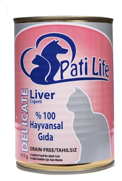 Pati Life Tahılsız Ciğerli Kedi Konservesi 415 Gr 24'lü Pati Life Tahılsız Ciğerli Kedi Konservesi 415 Gr 24'lü