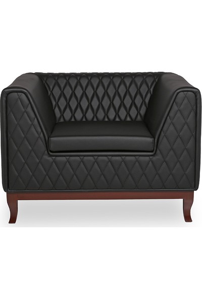 Uzay Ofis Madrid Tekli Kanepe- Siyah - Ahşap Ayak