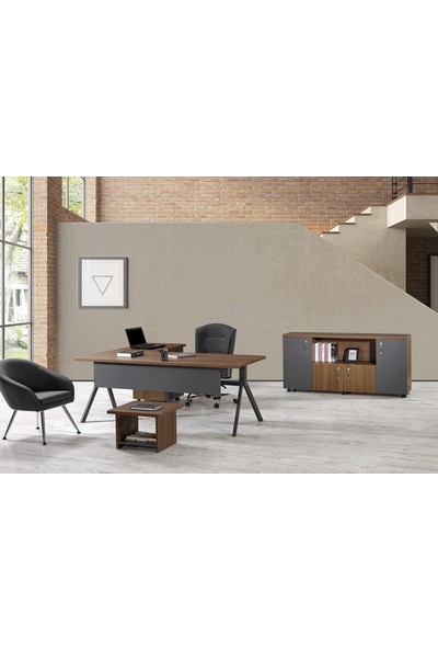 Uzay Ofis Aliya Yönetici Takımı-Barok-Antrasit - 160 Cm