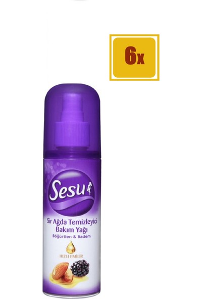 Sesu Badem & Böğürtlen 150 ml Sir Ağda Temizleyici Bakım Yağı 6'lı Set